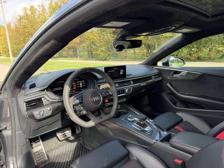 Grey Audi RS5 2018 in Kaunas, with an engine capacity of 2.89 L and mileage of 79 thousand km for 35500 €, photo 23 on AUTOMOTO.COM.LV