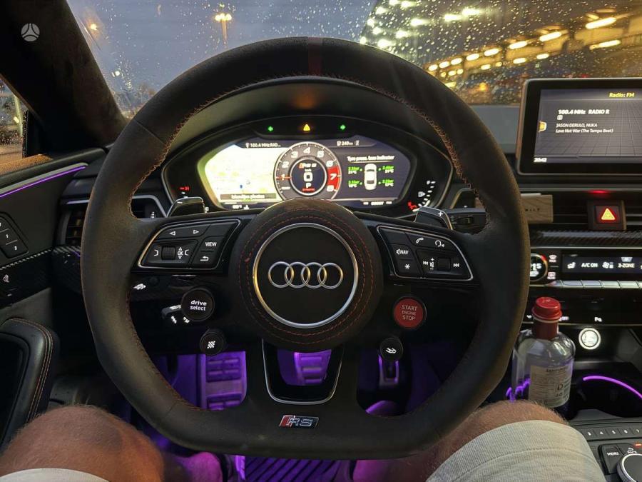 Grey Audi RS5 2018 in Kaunas, with an engine capacity of 2.89 L and mileage of 79 thousand km for 35500 €, photo 24 on AUTOMOTO.COM.LV