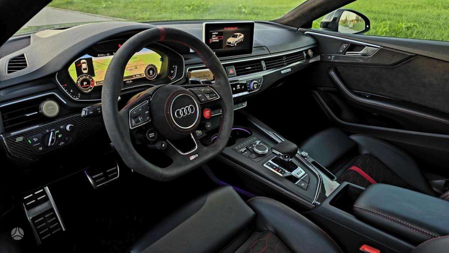 Pelēks Audi RS5 2018 Šauļi, ar dzinēja tilpumu 2.89 L un nobraukumu 81 tūkst. km par 38800 €, foto 54 vietnē AUTOMOTO.COM.LV