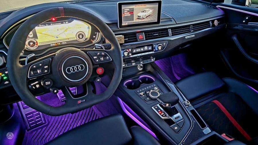 Grey Audi RS5 2018 in Siauliai, with an engine capacity of 2.89 L and mileage of 81 thousand km for 38500 €, photo 25 on AUTOMOTO.COM.LV