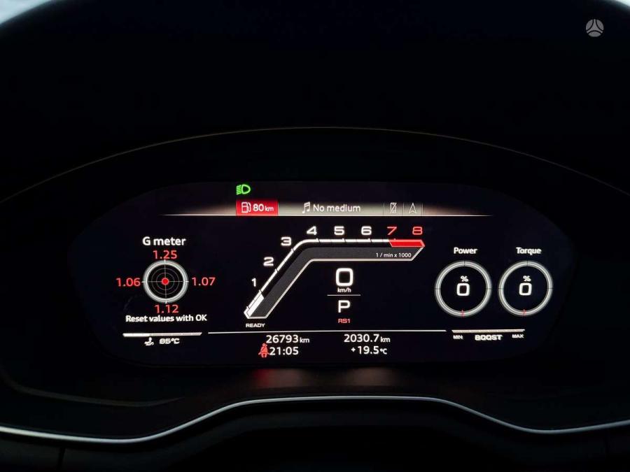 White Audi RS5 2024 in Kaunas, with an engine capacity of 2.89 L and mileage of 27 thousand km for 59500 €, photo 12 on AUTOMOTO.COM.LV