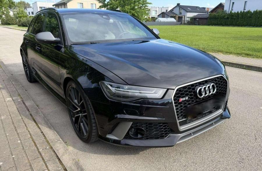 Black Audi RS6 2016 in Kaunas, with an engine capacity of 3.99 L and mileage of 210 thousand km for 42500 €, photo 1 on AUTOMOTO.COM.LV