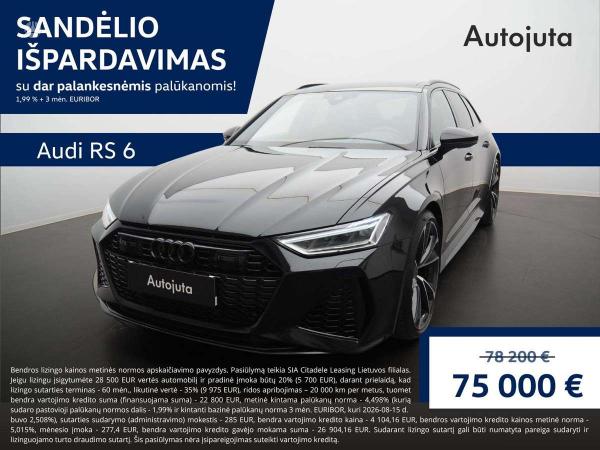 Black Audi RS6 2021 in Vilnius, with an engine capacity of 4.00 L and mileage of 104 thousand km for 75000 €, photo 1 on AUTOMOTO.COM.LV