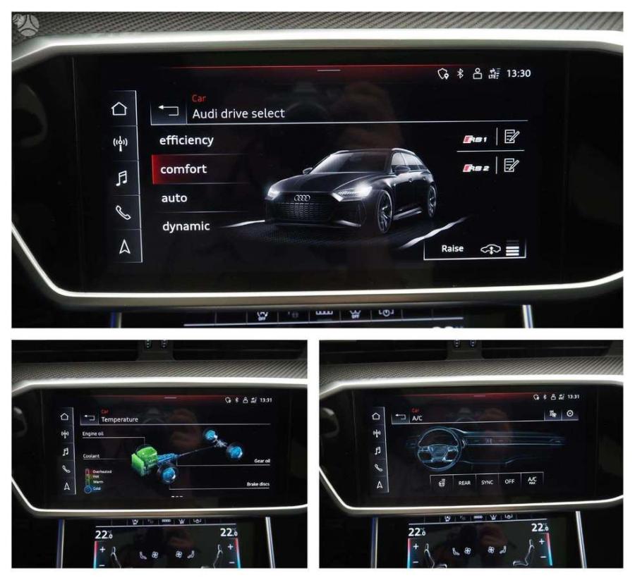 Black Audi RS6 2021 in Vilnius, with an engine capacity of 4.00 L and mileage of 104 thousand km for 75000 €, photo 26 on AUTOMOTO.COM.LV