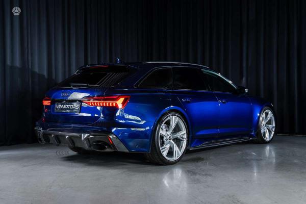 Blue Audi RS6 2021 in Vilnius, with an engine capacity of 4.00 L and mileage of 85 thousand km for 74999 €, photo 5 on AUTOMOTO.COM.LV