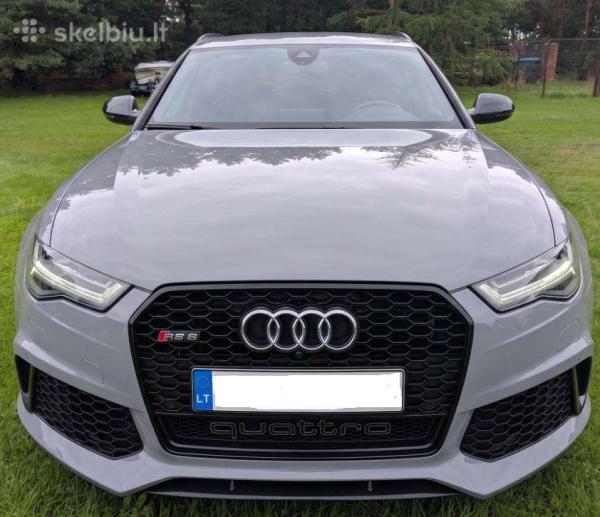 Pelēks Audi RS6 2016 Klaipėda, ar dzinēja tilpumu 4.00 L un nobraukumu 195 tūkst. km par 41900 €, foto 2 vietnē AUTOMOTO.COM.LV