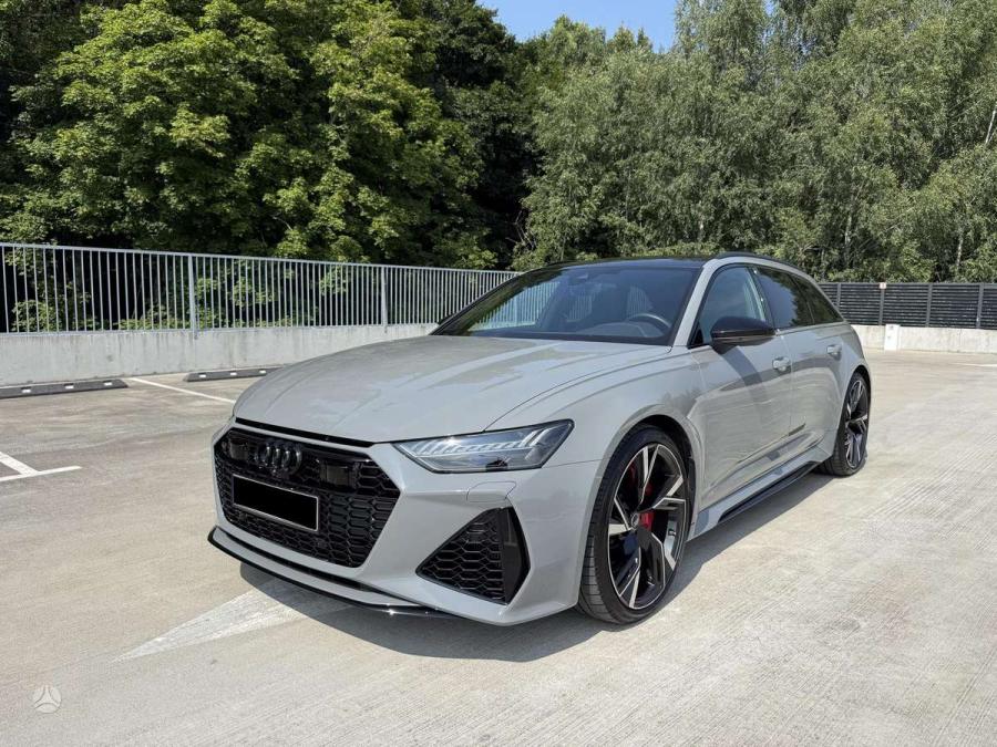 Grey Audi RS6 2023 in Vilnius, with an engine capacity of 4.00 L and mileage of 36 thousand km for 92900 €, photo 3 on AUTOMOTO.COM.LV