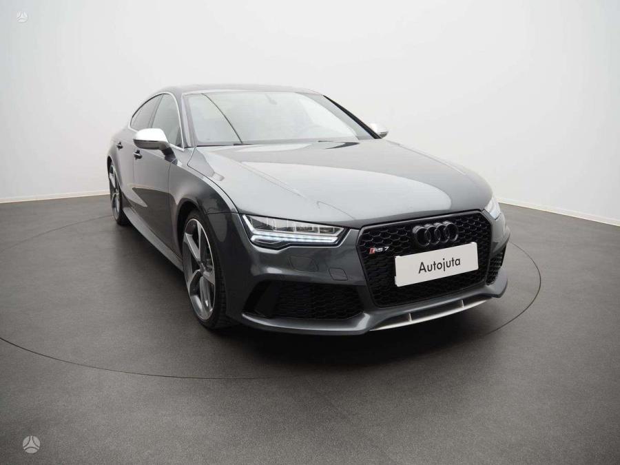 Pelēks Audi RS7 2015 Viļņa, ar dzinēja tilpumu 3.99 L un nobraukumu 128 tūkst. km par 34900 €, foto 4 vietnē AUTOMOTO.COM.LV