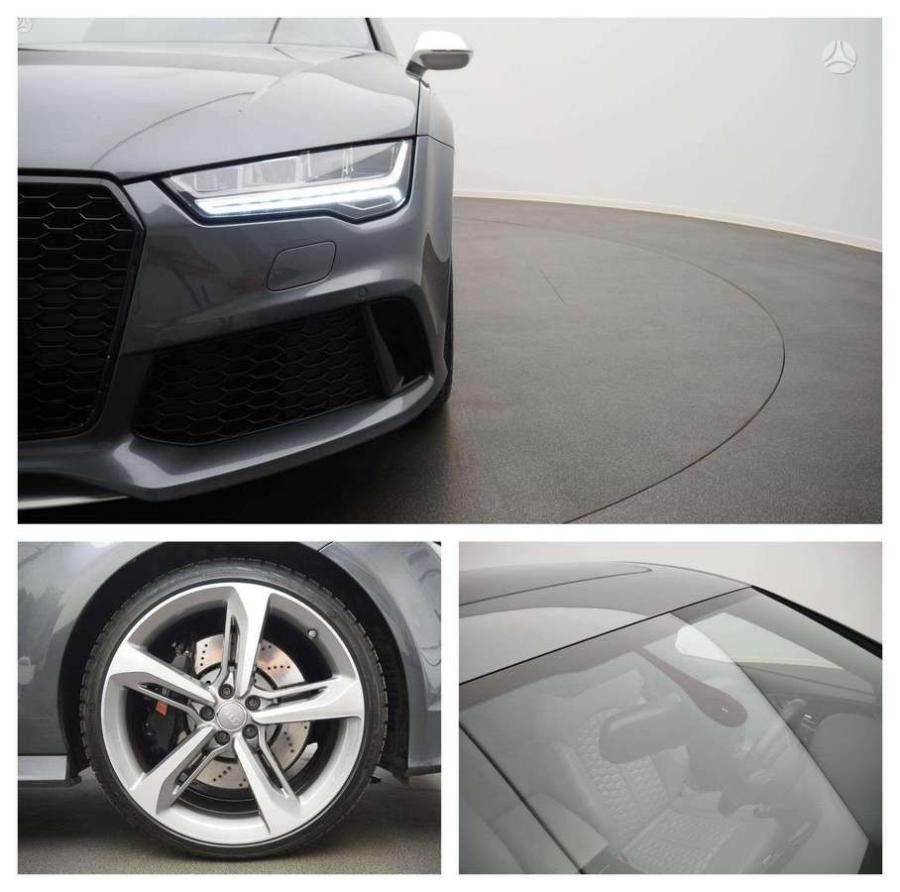 Pelēks Audi RS7 2015 Viļņa, ar dzinēja tilpumu 3.99 L un nobraukumu 128 tūkst. km par 34900 €, foto 8 vietnē AUTOMOTO.COM.LV