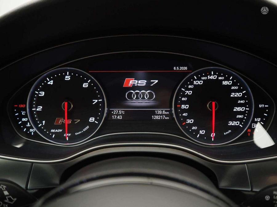 Pelēks Audi RS7 2015 Viļņa, ar dzinēja tilpumu 3.99 L un nobraukumu 128 tūkst. km par 34900 €, foto 27 vietnē AUTOMOTO.COM.LV