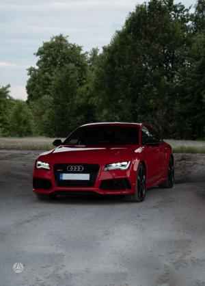 Sarkans Audi RS7 2014 Šauļi, ar dzinēja tilpumu 3.99 L un nobraukumu 106 tūkst. km par 32500 €, foto  vietnē AUTOMOTO.COM.LV