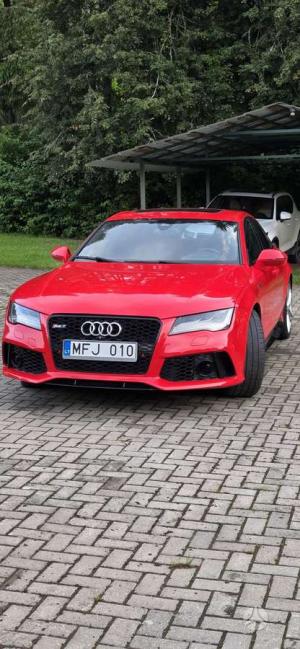 Red Audi RS7 2015 in Vilnius, with an engine capacity of 4.00 L and mileage of 120 thousand km for 30500 €, photo  on AUTOMOTO.COM.LV