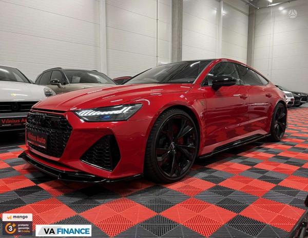 Red Audi RS7 2020 in Vilnius, with an engine capacity of 4.00 L and mileage of 92 thousand km for 68900 €, photo 1 on AUTOMOTO.COM.LV