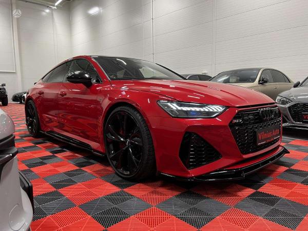 Red Audi RS7 2020 in Vilnius, with an engine capacity of 4.00 L and mileage of 92 thousand km for 68900 €, photo 3 on AUTOMOTO.COM.LV