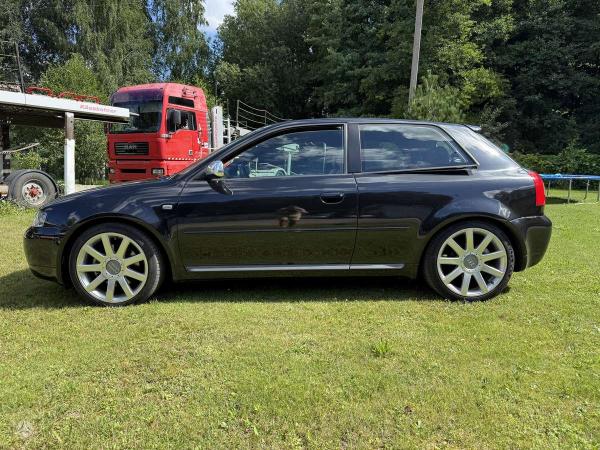 Black Audi S3 2002 in Visaginas, with an engine capacity of 1.78 L and mileage of 212 thousand km for 12500 €, photo 1 on AUTOMOTO.COM.LV