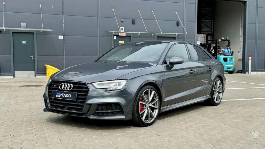 Grey Audi S3 2018 in Vilnius, with an engine capacity of 1.98 L and mileage of 163 thousand km for 21690 €, photo 1 on AUTOMOTO.COM.LV