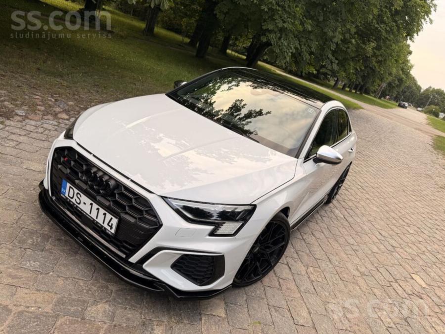 White Audi S3 2024 in Liepaja, with an engine capacity of 2.00 L and mileage of 19 thousand km for 56900 €, photo 1 on AUTOMOTO.COM.LV