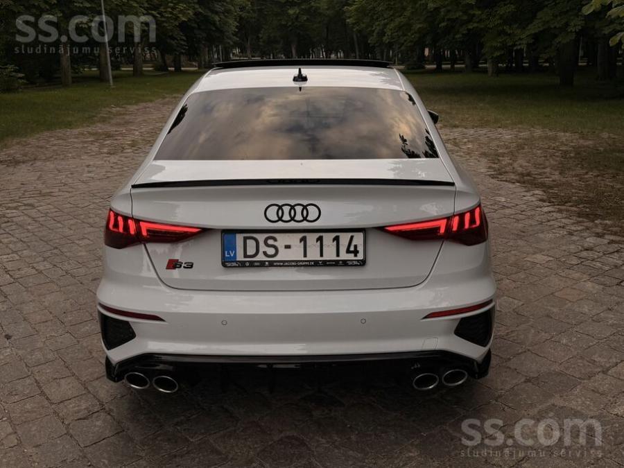 White Audi S3 2024 in Liepaja, with an engine capacity of 2.00 L and mileage of 19 thousand km for 56900 €, photo 5 on AUTOMOTO.COM.LV
