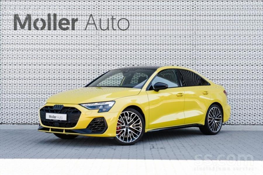 Yellow Audi S3 2025 in Riga, with an engine capacity of 2.00 L and mileage of 14 thousand km for 55900 €, photo 1 on AUTOMOTO.COM.LV