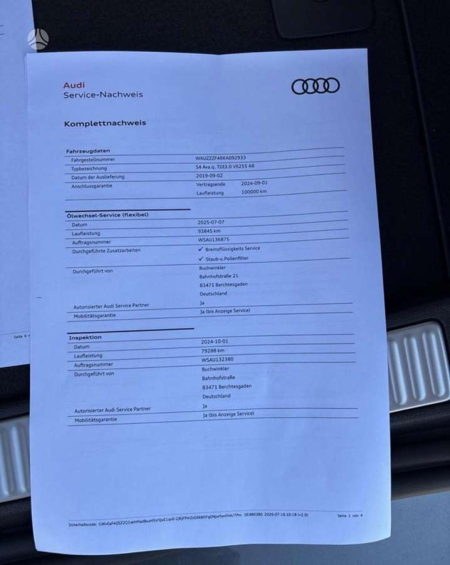Grey Audi S4 2019 in Kaunas, with an engine capacity of 0.00 L and mileage of 100 thousand km for 13199 €, photo 26 on AUTOMOTO.COM.LV