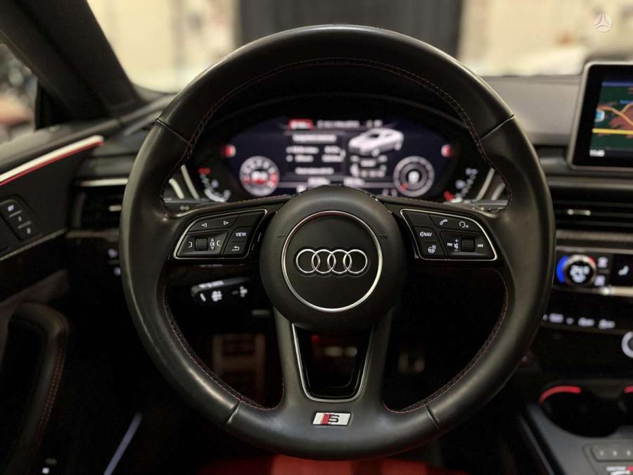 Black Audi S5 2018 in Vilnius, with an engine capacity of 3.00 L and mileage of 85 thousand km for 26800 €, photo 26 on AUTOMOTO.COM.LV