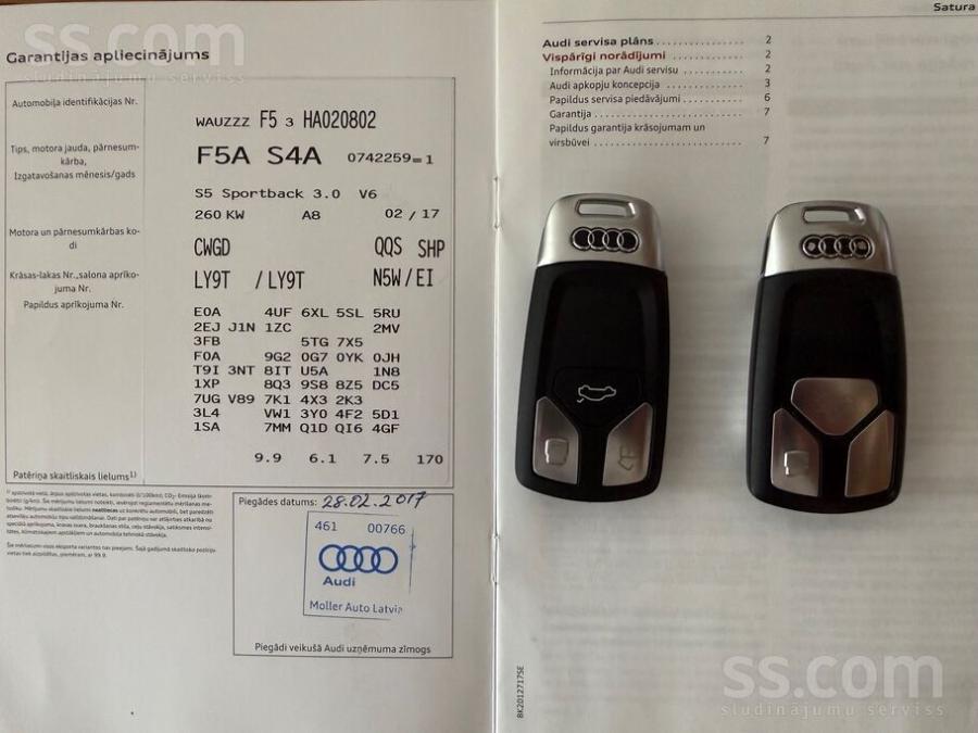 Melns Audi S5 2017 Rīga, ar dzinēja tilpumu 3.00 L un nobraukumu 185 tūkst. km par 27500 €, foto 26 vietnē AUTOMOTO.COM.LV