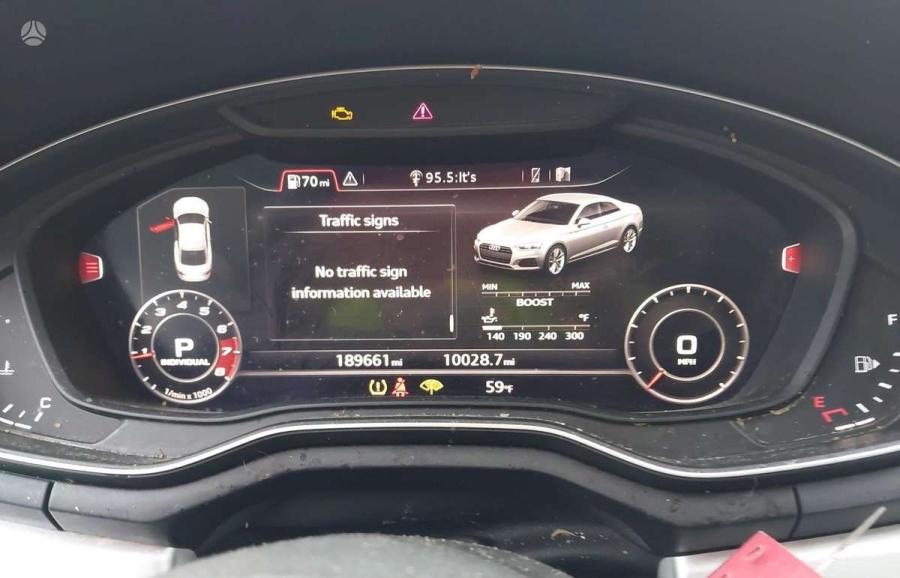 Grey Audi S5 2018 in Vilnius, with an engine capacity of 3.00 L and mileage of 305 thousand km for 11700 €, photo 13 on AUTOMOTO.COM.LV