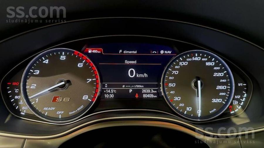 Grey Audi S6 2018 in Riga, with an engine capacity of 4.00 L and mileage of 80 thousand km for 38000 €, photo 14 on AUTOMOTO.COM.LV