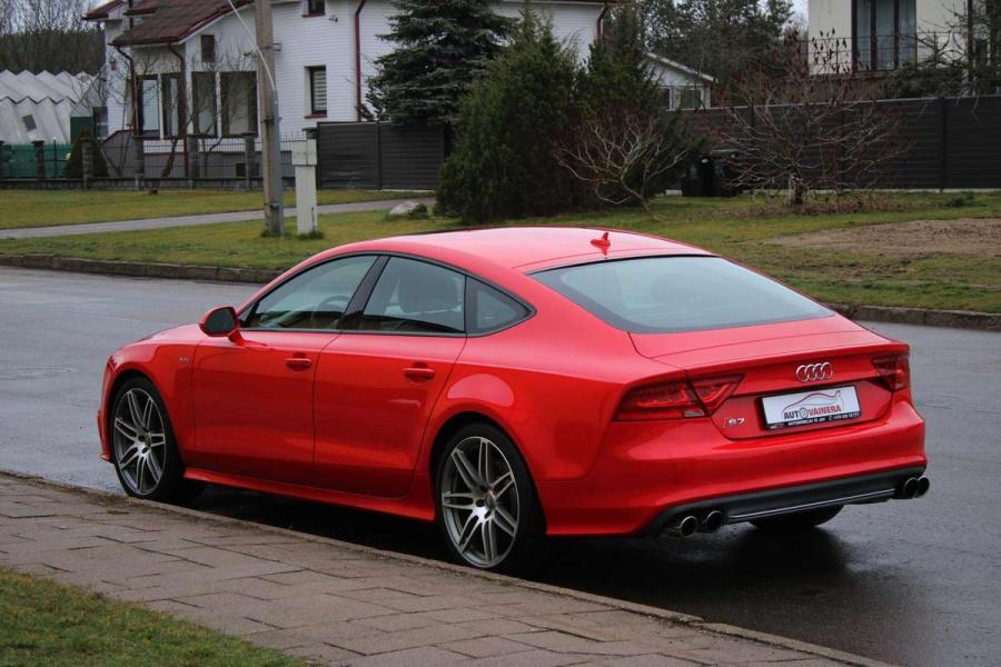 Red Audi S7 2014 in Vilnius, with an engine capacity of 3.99 L and mileage of 183 thousand km for 19200 €, photo 4 on AUTOMOTO.COM.LV