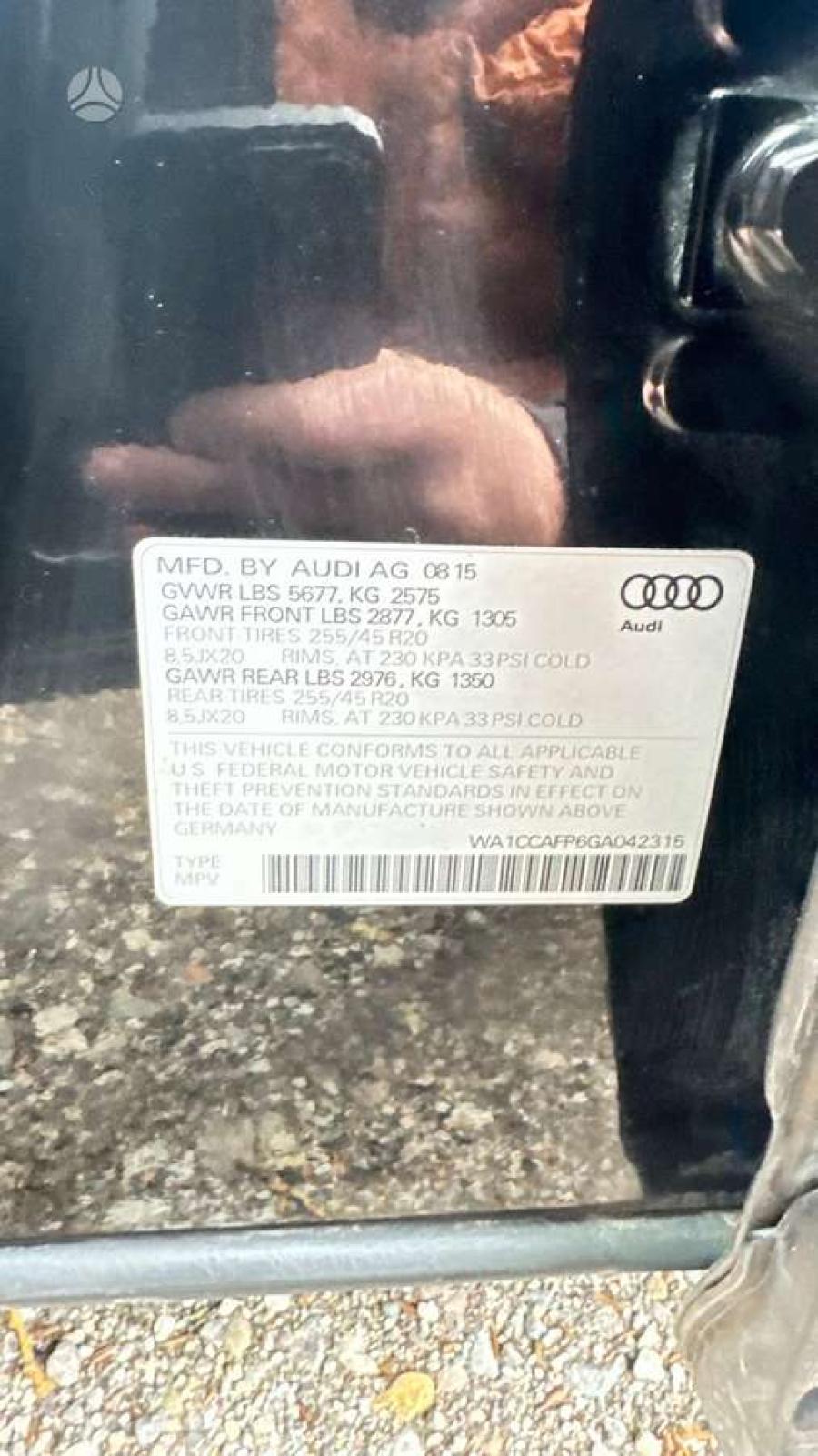 Black Audi SQ5 2016 in Ukmerge, with an engine capacity of 3.00 L and mileage of 207 thousand km for 7490 €, photo 16 on AUTOMOTO.COM.LV