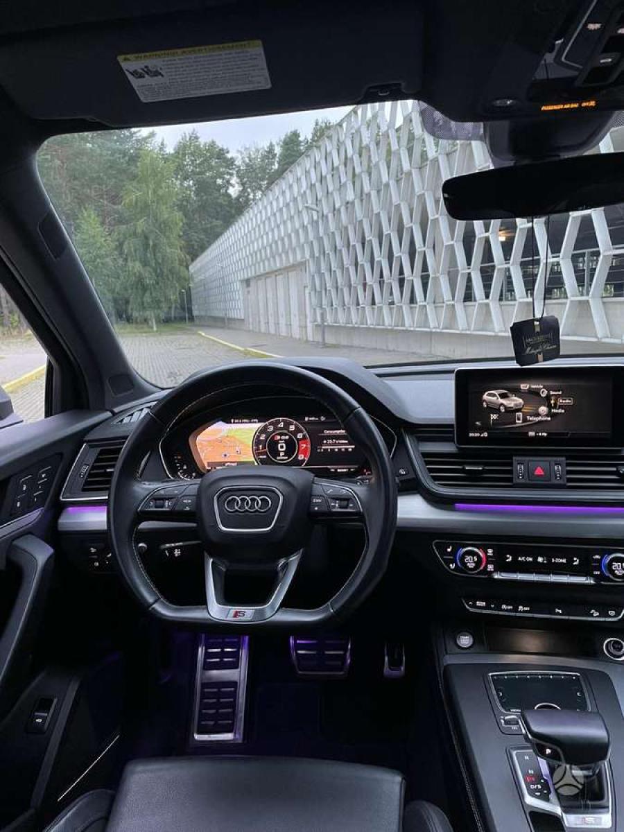 Blue Audi SQ5 2018 in Vilnius, with an engine capacity of 3.00 L and mileage of 92 thousand km for 27900 €, photo 13 on AUTOMOTO.COM.LV