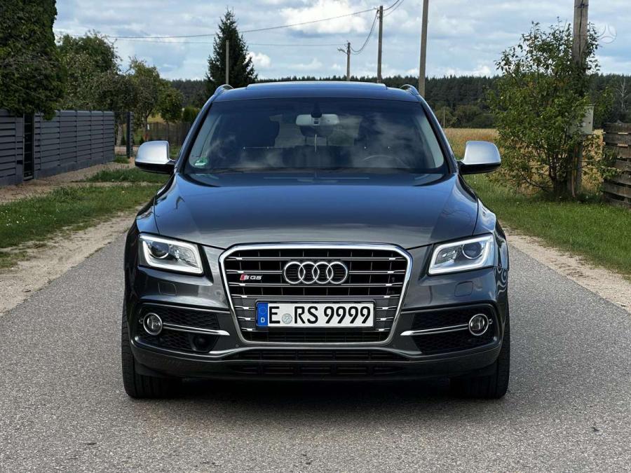 Grey Audi SQ5 2016 in Vilnius, with an engine capacity of 2.97 L and mileage of 190 thousand km for 16950 €, photo 16 on AUTOMOTO.COM.LV