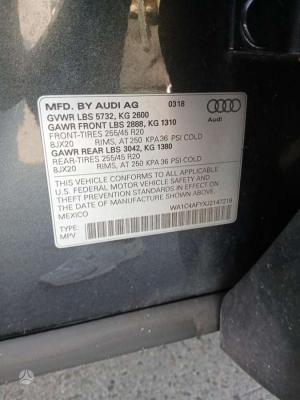 Grey Audi SQ5 2018 in Ukmerge, with an engine capacity of 3.00 L and mileage of 212 thousand km for 12500 €, photo 29 on AUTOMOTO.COM.LV