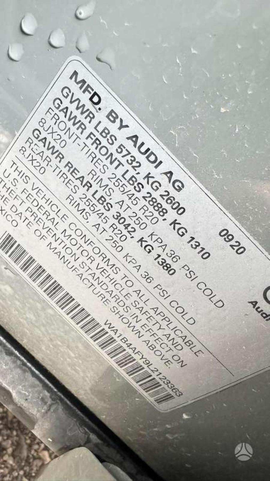 Pelēks Audi SQ5 2020 Ukmergė, ar dzinēja tilpumu 3.00 L un nobraukumu 91 tūkst. km par 22799 €, foto 21 vietnē AUTOMOTO.COM.LV