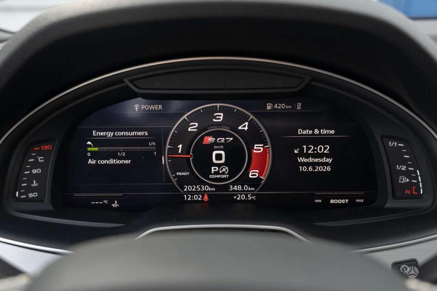 Melns Audi SQ7 2018 Viļņa, ar dzinēja tilpumu 3.96 L un nobraukumu 203 tūkst. km par 37999 €, foto 33 vietnē AUTOMOTO.COM.LV