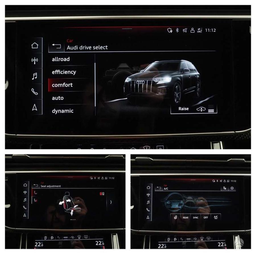 Black Audi SQ7 2021 in Vilnius, with an engine capacity of 4.00 L and mileage of 138 thousand km for 59000 €, photo 25 on AUTOMOTO.COM.LV