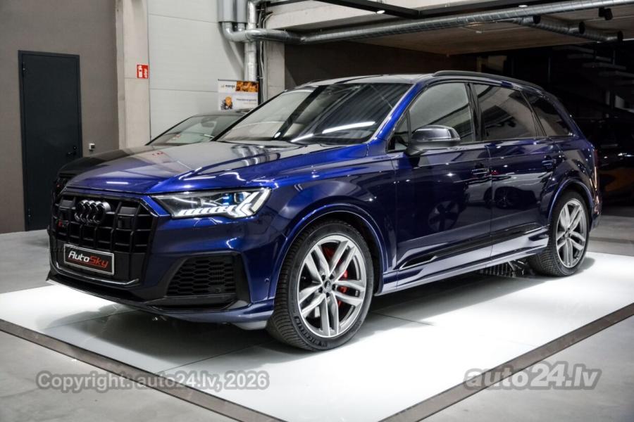 Blue Audi SQ7 2020 in Tallinn, with an engine capacity of 4.00 L and mileage of 135 thousand km for 69900 €, photo 3 on AUTOMOTO.COM.LV
