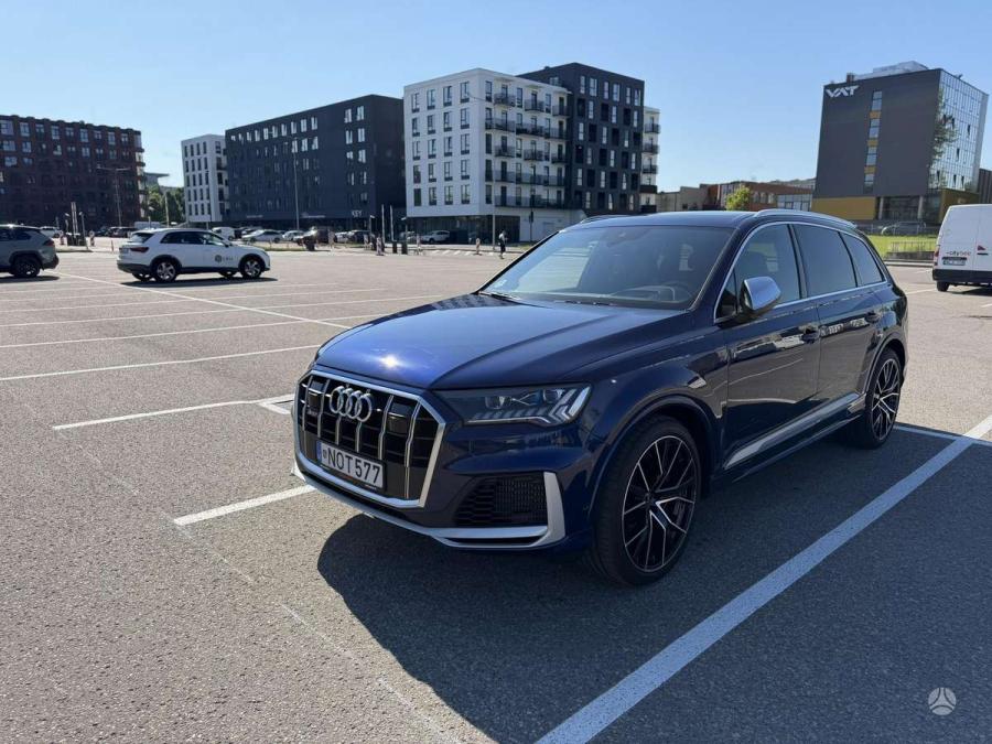 Blue Audi SQ7 2020 in Vilnius, with an engine capacity of 3.96 L and mileage of 109 thousand km for 52000 €, photo 6 on AUTOMOTO.COM.LV