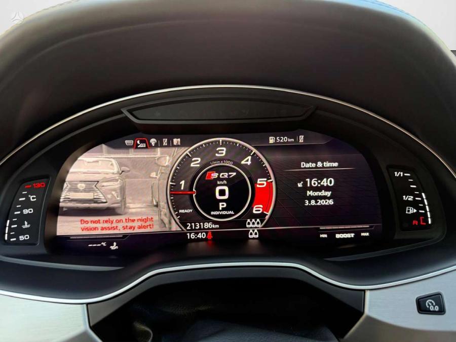 Grey Audi SQ7 2017 in Vilnius, with an engine capacity of 3.96 L and mileage of 214 thousand km for 35500 €, photo 20 on AUTOMOTO.COM.LV