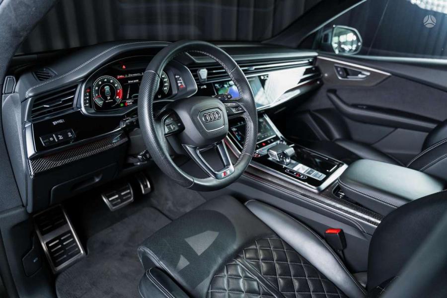 Black Audi SQ8 2023 in Vilnius, with an engine capacity of 4.00 L and mileage of 73 thousand km for 75000 €, photo 19 on AUTOMOTO.COM.LV