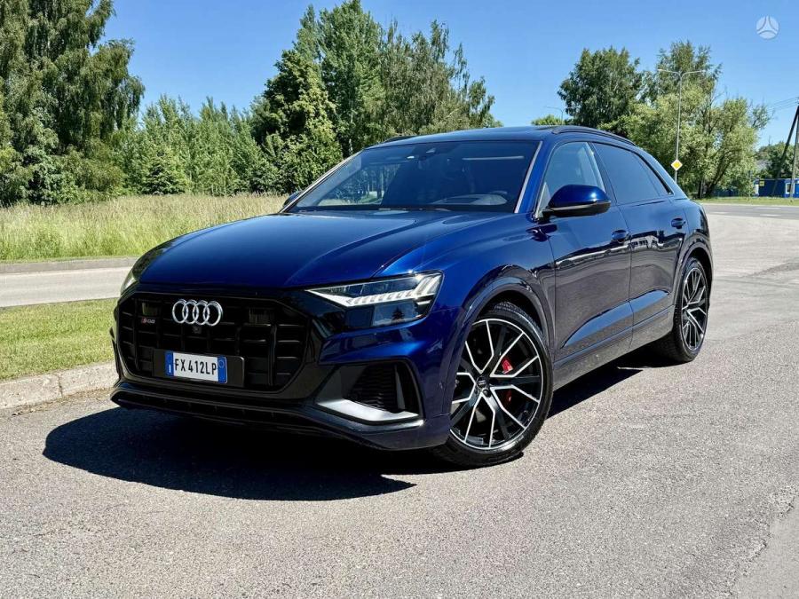 Zils Audi SQ8 2019 Tauragė, ar dzinēja tilpumu 3.96 L un nobraukumu 210 tūkst. km par 49000 €, foto 1 vietnē AUTOMOTO.COM.LV