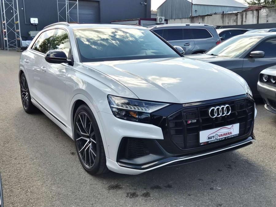 White Audi SQ8 2021 in Vilnius, with an engine capacity of 4.00 L and mileage of 112 thousand km for 52800 €, photo 1 on AUTOMOTO.COM.LV
