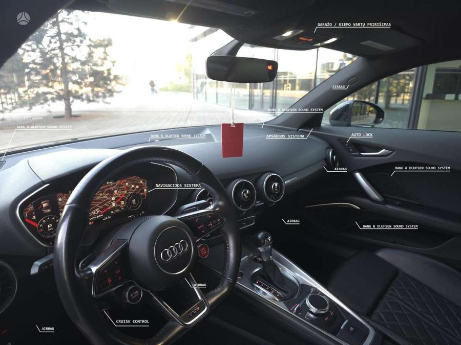 Black Audi TT 2016 in Vilnius, with an engine capacity of 2.00 L and mileage of 129 thousand km for 21900 €, photo 17 on AUTOMOTO.COM.LV