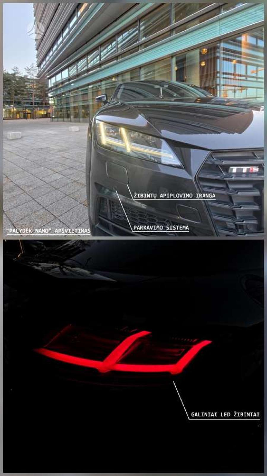 Black Audi TT 2016 in Vilnius, with an engine capacity of 2.00 L and mileage of 129 thousand km for 21900 €, photo 24 on AUTOMOTO.COM.LV