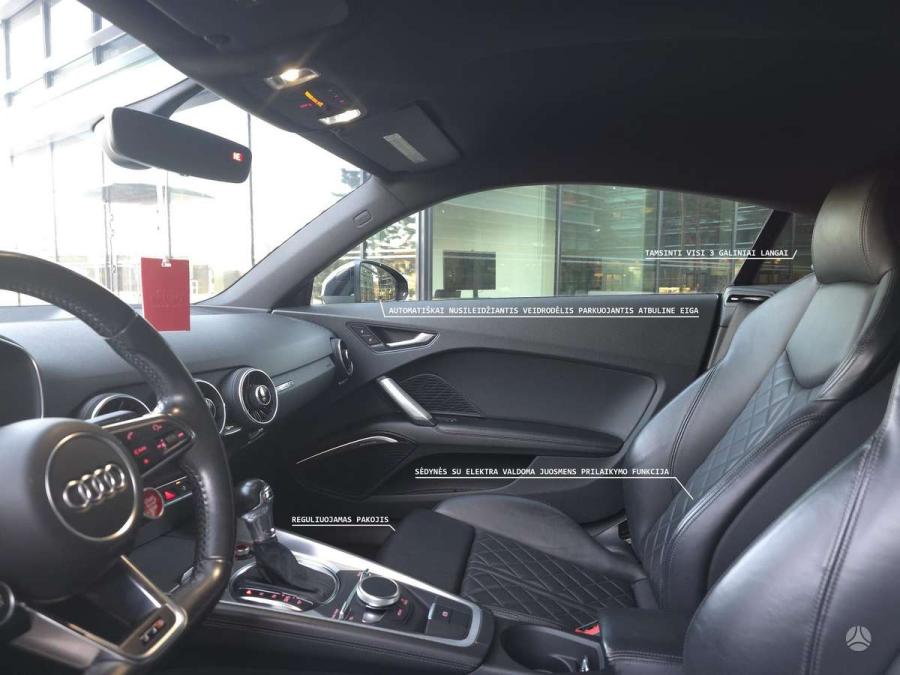 Black Audi TT 2016 in Vilnius, with an engine capacity of 2.00 L and mileage of 129 thousand km for 21900 €, photo 35 on AUTOMOTO.COM.LV