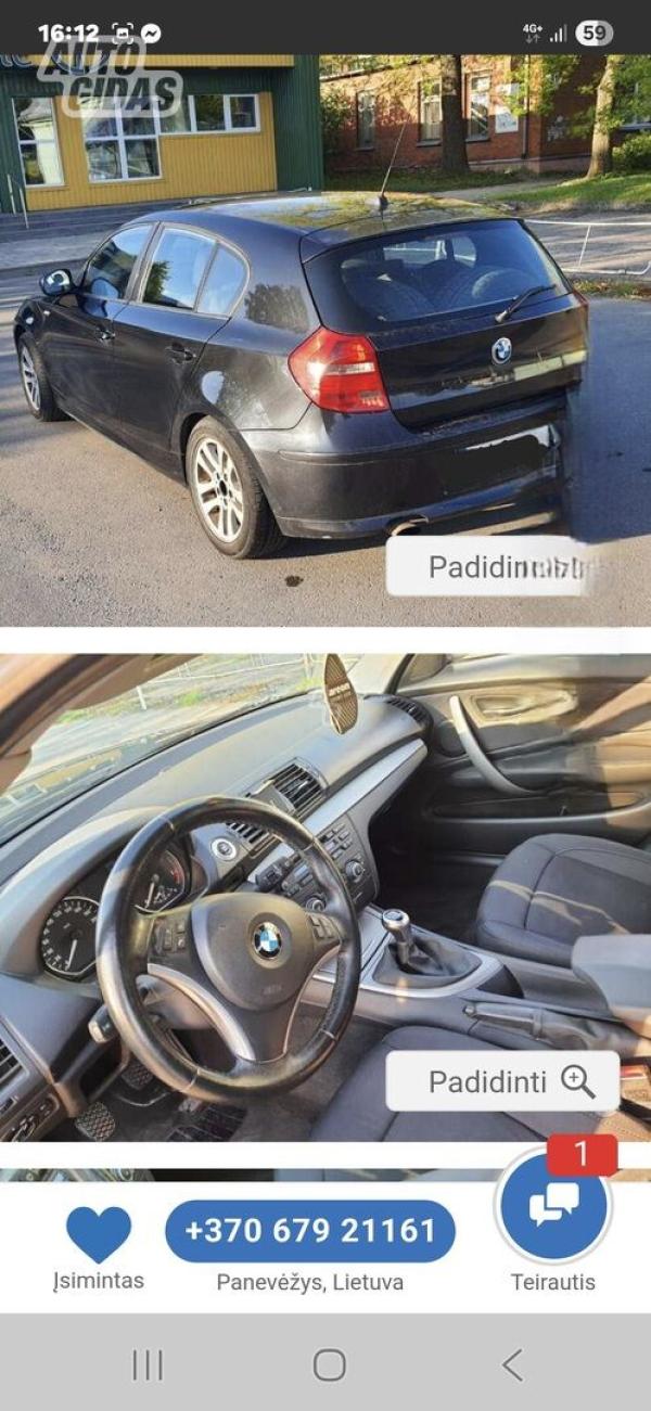 BMW 116 2010 in Panevezys, with an engine capacity of 2.00 L and mileage of 299 thousand km for 2600 €, photo 8 on AUTOMOTO.COM.LV