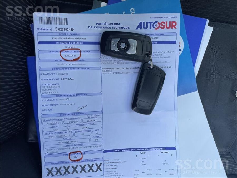 Blue BMW 118 2012 in Riga, with an engine capacity of 2.00 L and mileage of 282 thousand km for 7750 €, photo 36 on AUTOMOTO.COM.LV