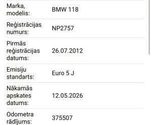 Pelēks BMW 118 2012 Rīga, ar dzinēja tilpumu 2.00 L un nobraukumu 376 tūkst. km par 4490 €, foto 24 vietnē AUTOMOTO.COM.LV