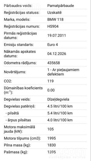 Красный БМВ 118 2011 в Рига, объемом двигателя 2.00 л и пробегом 463 тыс. км за 2899 €, фото 8 на AUTOMOTO.COM.LV
