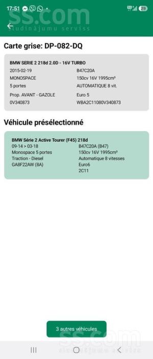 Black BMW 218 2015 in Riga, with an engine capacity of 2.00 L and mileage of 183 thousand km for 10200 €, photo 17 on AUTOMOTO.COM.LV